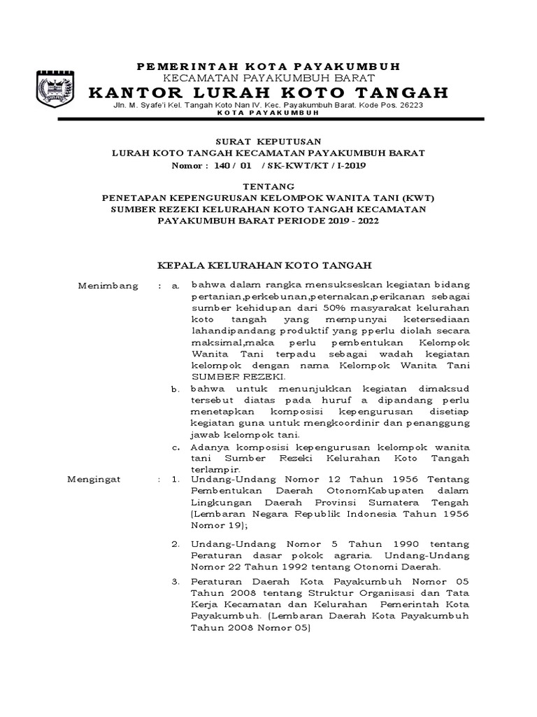 SK KWT Sumber Rejeki 2019-2022 | PDF