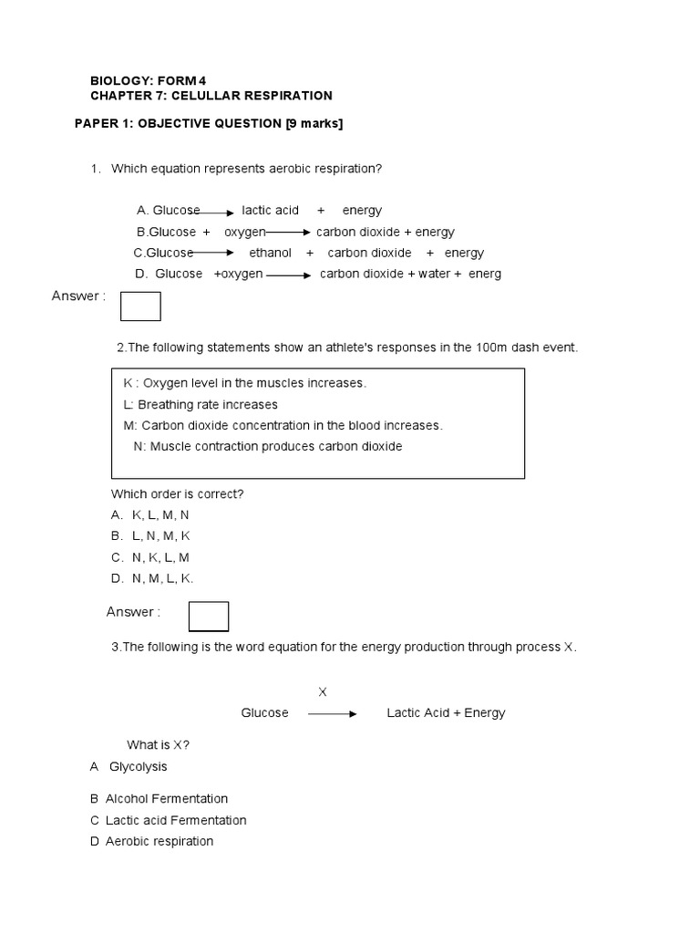 Exercise Chapter7 Bio | PDF | Cellular Respiration | Glycolysis