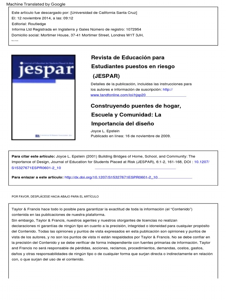 Joyce L. Epstein (Español) | PDF | Comportamiento | Plan de estudios
