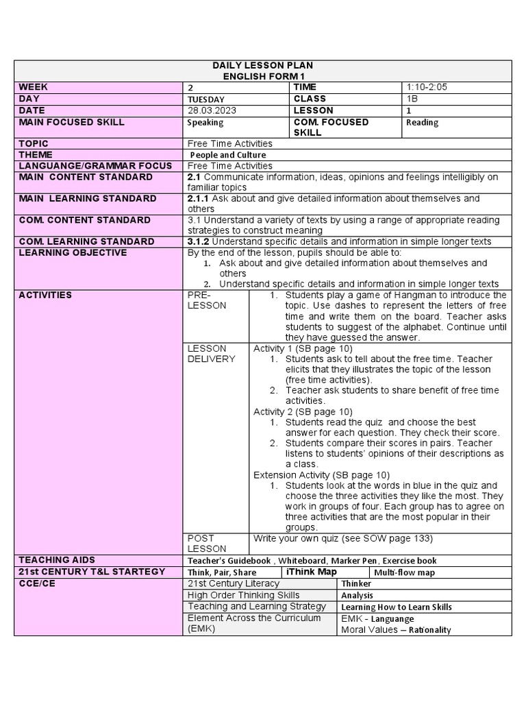 Document RPH Refer | PDF | Lesson Plan | Teachers