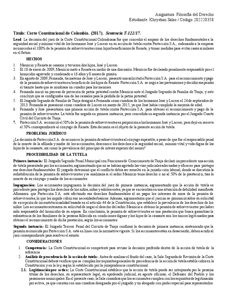 Sentencia T-122 F | PDF | Pensión | Seguridad Social