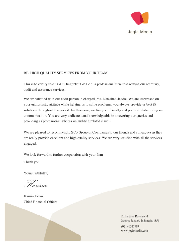 Credentials Letter Joglo Media | PDF