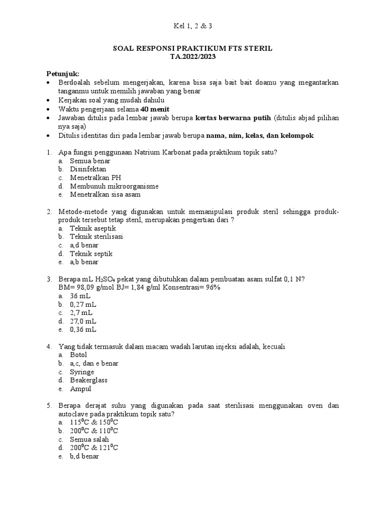 Soal Responsi Kel.1 2 3 | PDF