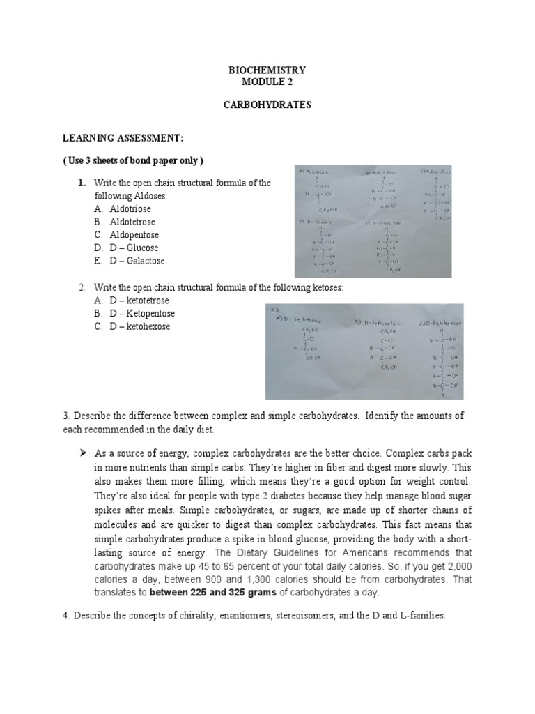 Biochemistry Module 2 Activity | PDF | Carbohydrates | Glucose
