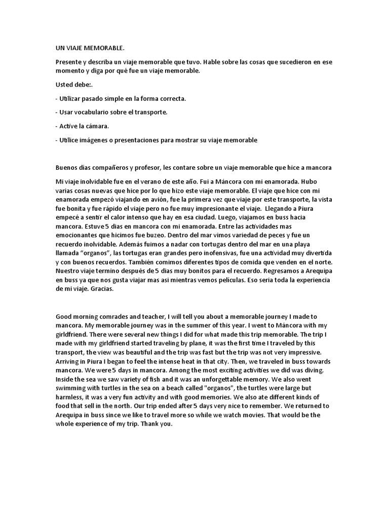 Un Viaje Memorable | PDF