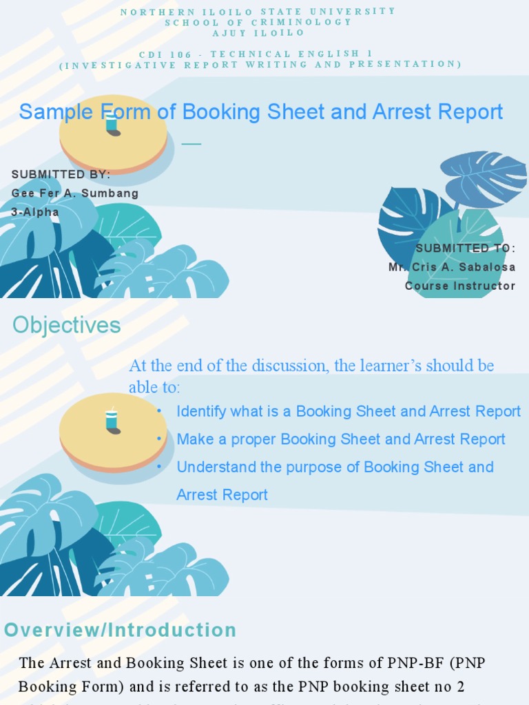Sample Form of Booking Sheet and Arrest Report | PDF | Arrest ...