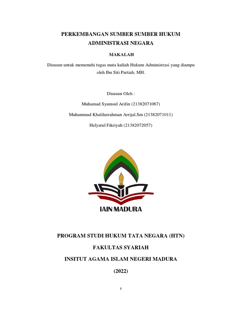Perkembangan Sumber Sumber Hukum Administrasi Negara Kelompok 1 | PDF