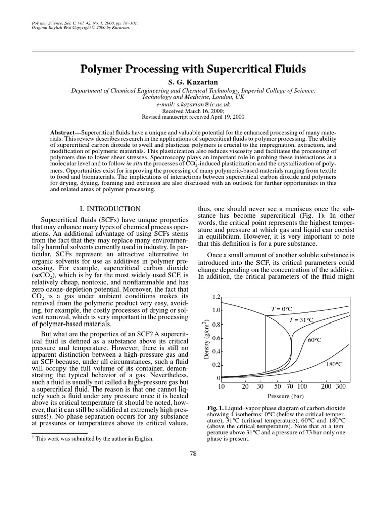 Polymer Processing With Supercritical Fluids: S. G. Kazarian | PDF ...