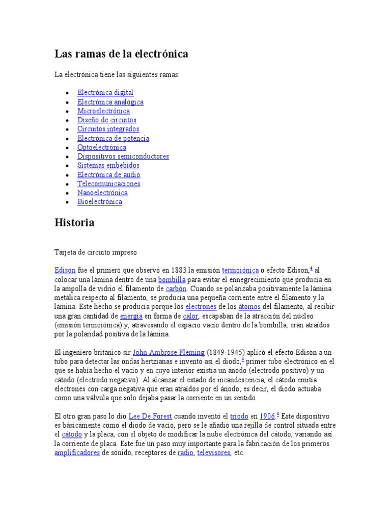 Las Ramas de La Electrónica | PDF | Electrónica | Diodo