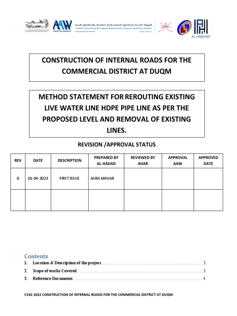 METHOD OF STATEMENT For HDPE Pipe Installation | PDF | Pipe (Fluid Conveyance) | Welding