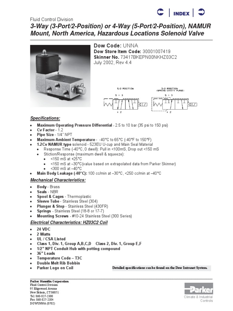 Parker 73417BKEPN Solenoid Valve Specs | PDF
