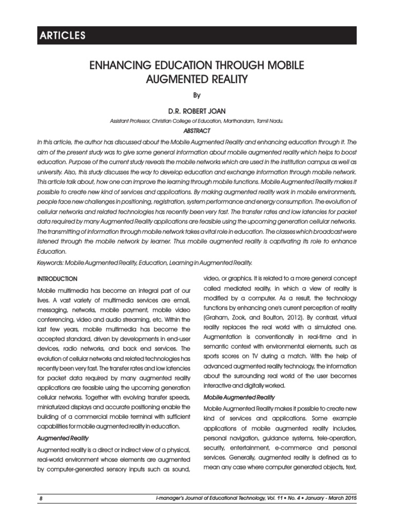 EJ1098600 | PDF | Augmented Reality | Learning