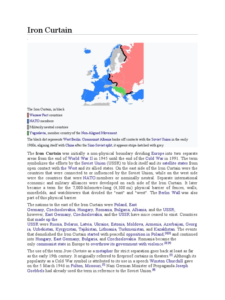 The Origins and Impact of the Iron Curtain in Dividing Post-World War ...