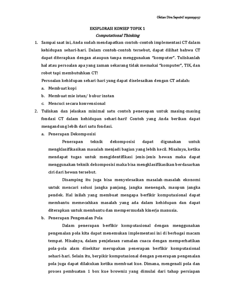 Penerapan Berpikir Komputasional Sehari-hari | PDF