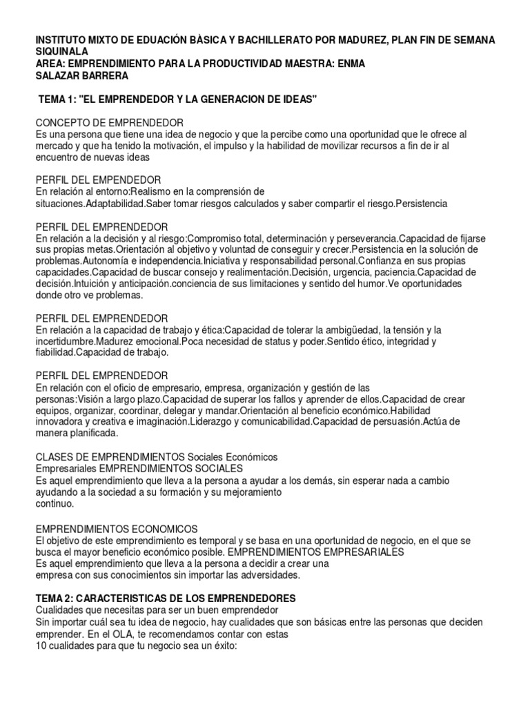 1er Bimestre Emprendimiento | PDF | Iniciativa empresarial | Marketing