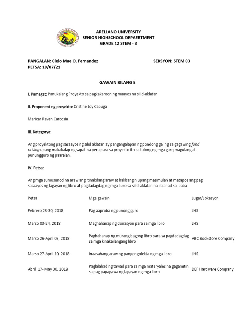 Gawain Bilang 5 - Fernandez - Stem 03 | PDF