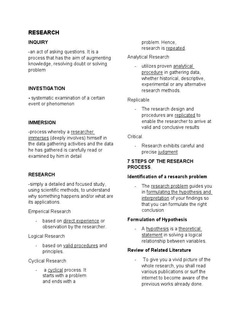 Research II Rev For Ste | PDF | Scientific Method | Experiment