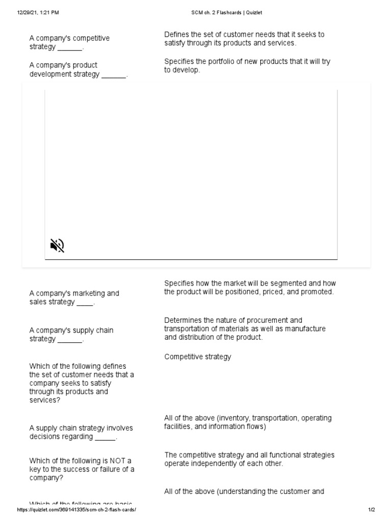 SCM Strategies & Concepts Flashcards | PDF | Supply Chain | Product (Business)