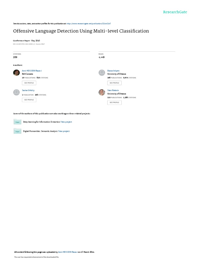 Offensive Language Detection Using Multi-Level Cla | PDF | Statistical ...