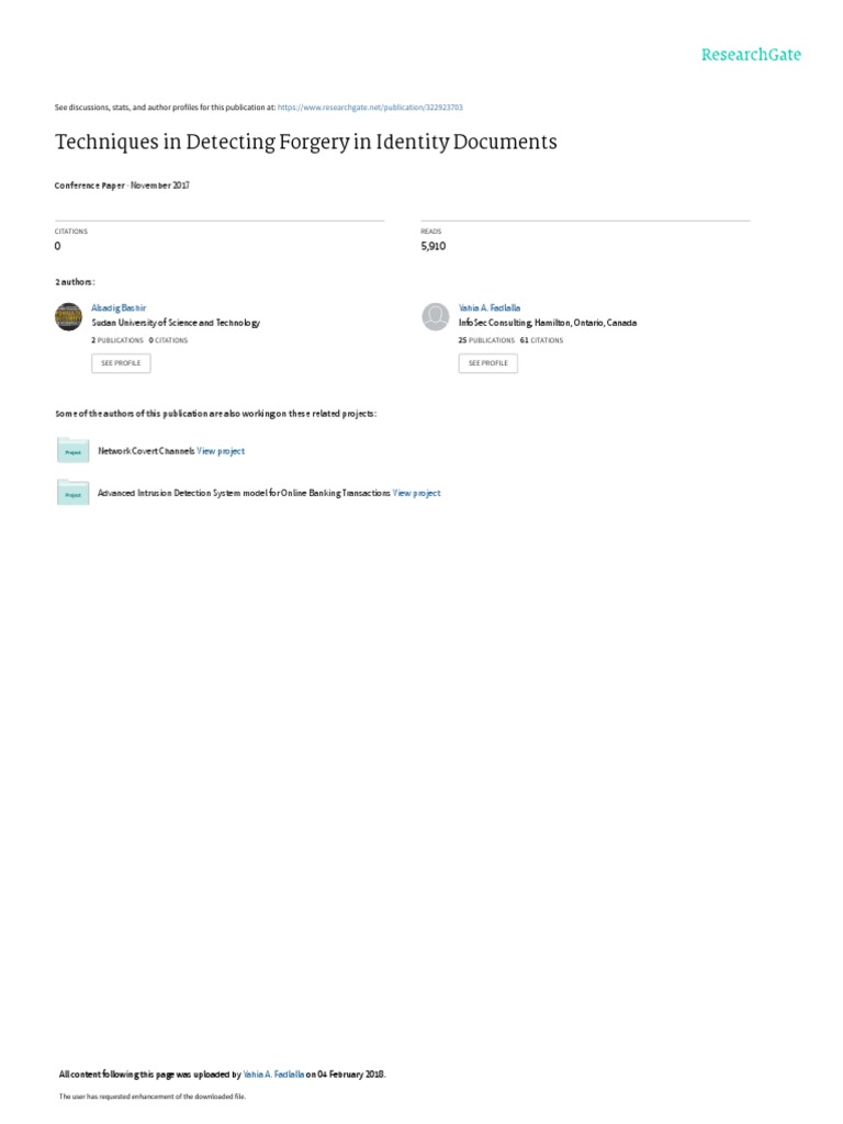 Techniquesin Detecting Forgeryin Identity Documents | PDF | Biometrics | Identity Document