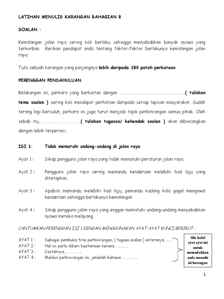 Karangan B Kemalangan Jalan Raya Pdf