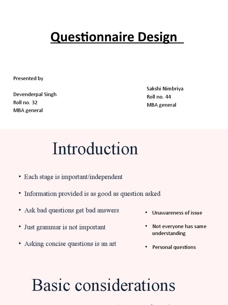 Questionnaire Design | PDF | Questionnaire | Psychology