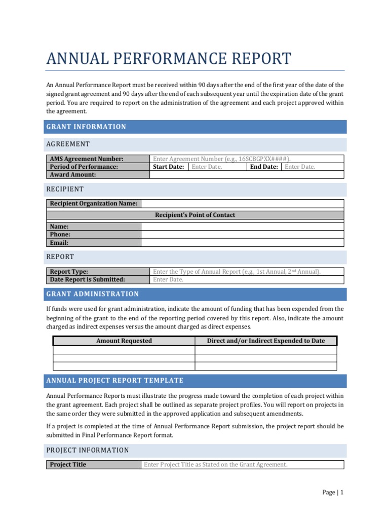 Assessing Progress and Reporting Expenditures: An Annual Performance ...