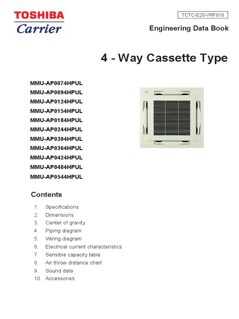4 - Way Cassette Type: Engineering Data Book | PDF | Air Conditioning | Pipe (Fluid Conveyance)
