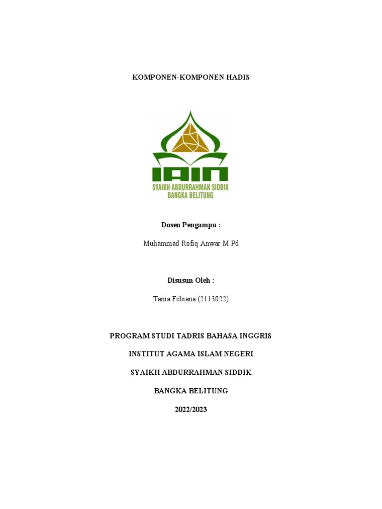 Komponen Utama Hadis Islam | PDF