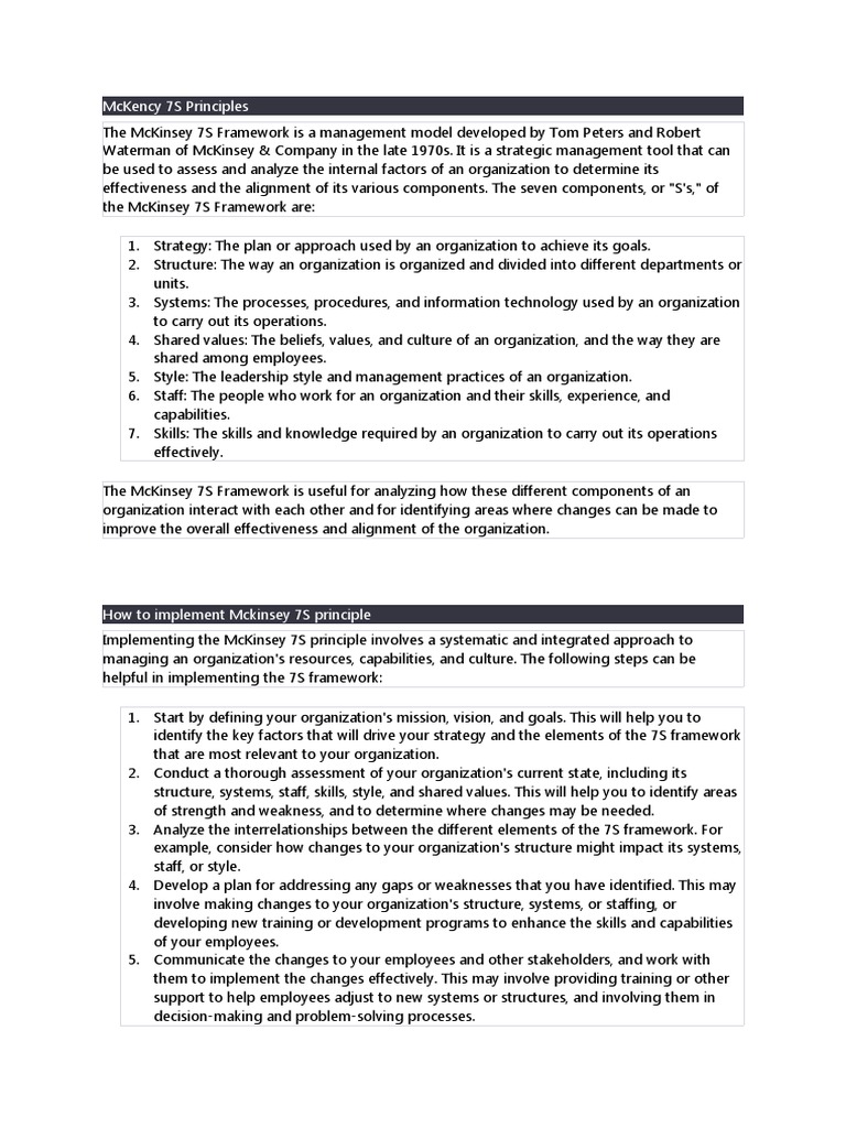McKency 7S Principles | PDF | Strategic Management | Goal