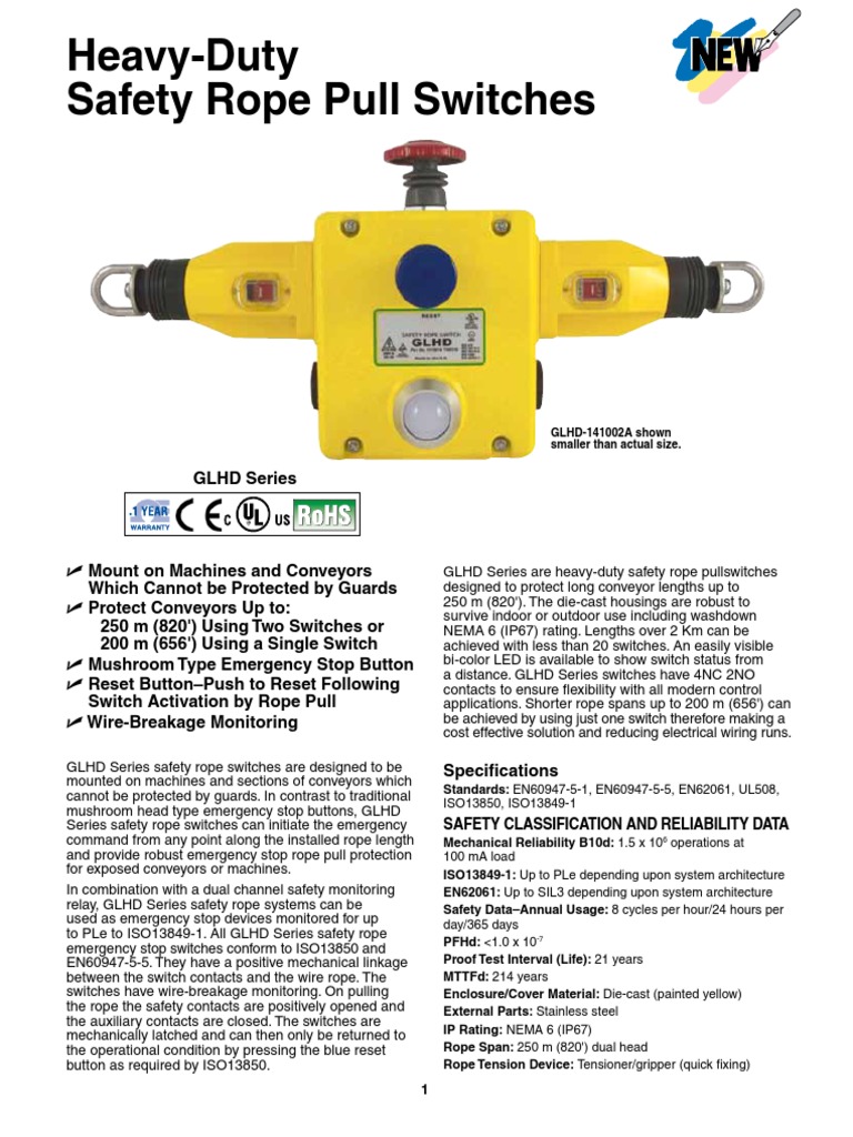 Heavy-Duty Safety Rope Pull Switches for Long Conveyors | PDF | Switch ...