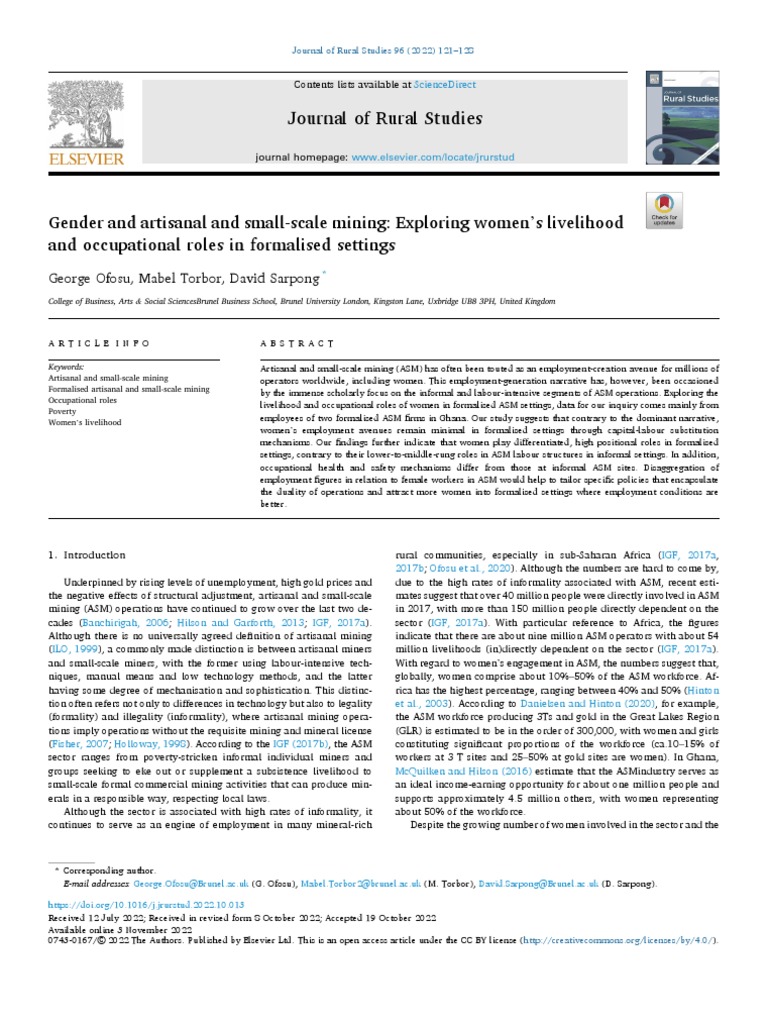 Journal of Rural Studies: George Ofosu, Mabel Torbor, David Sarpong ...
