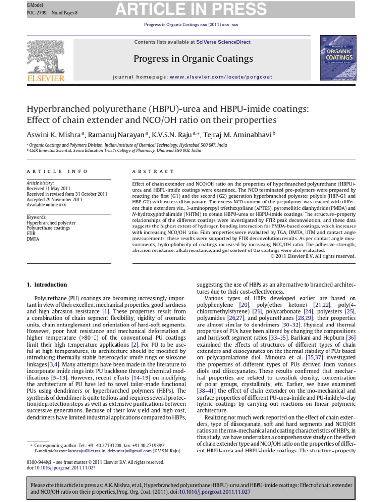 Hyperbranched Polyurethane Urea and HBPU Imide Coatings | PDF ...