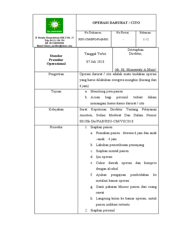 Operasi Darurat Cito | PDF