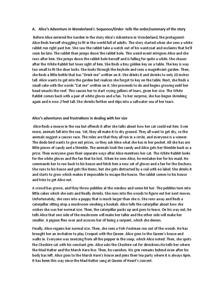 Alice's Adventures and Frustrations in Dealing with Changes in Her Size ...