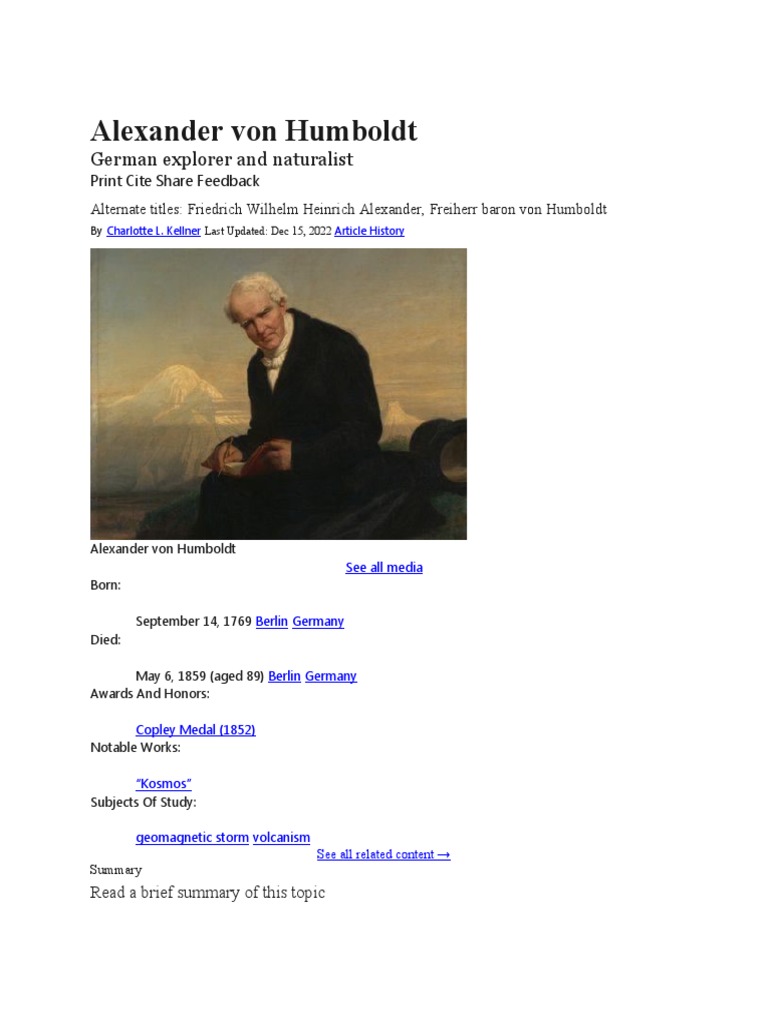 Alexander Von Humboldt | PDF | Science | Earth Sciences