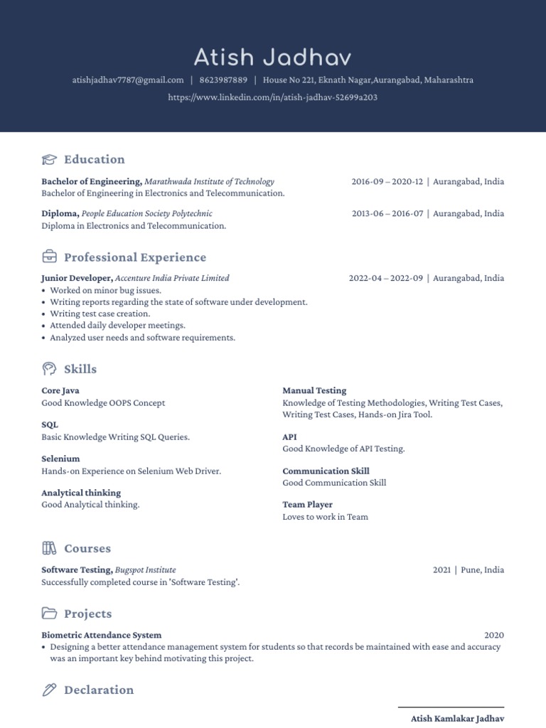 Atish Jadhav's Tech Resume | PDF | Career & Growth | Computers