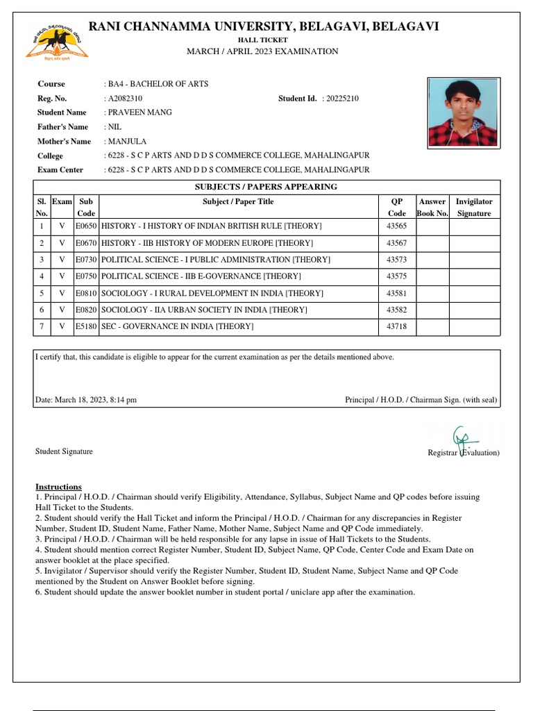 Rani Channamma University, Belagavi, Belagavi: Course | PDF ...
