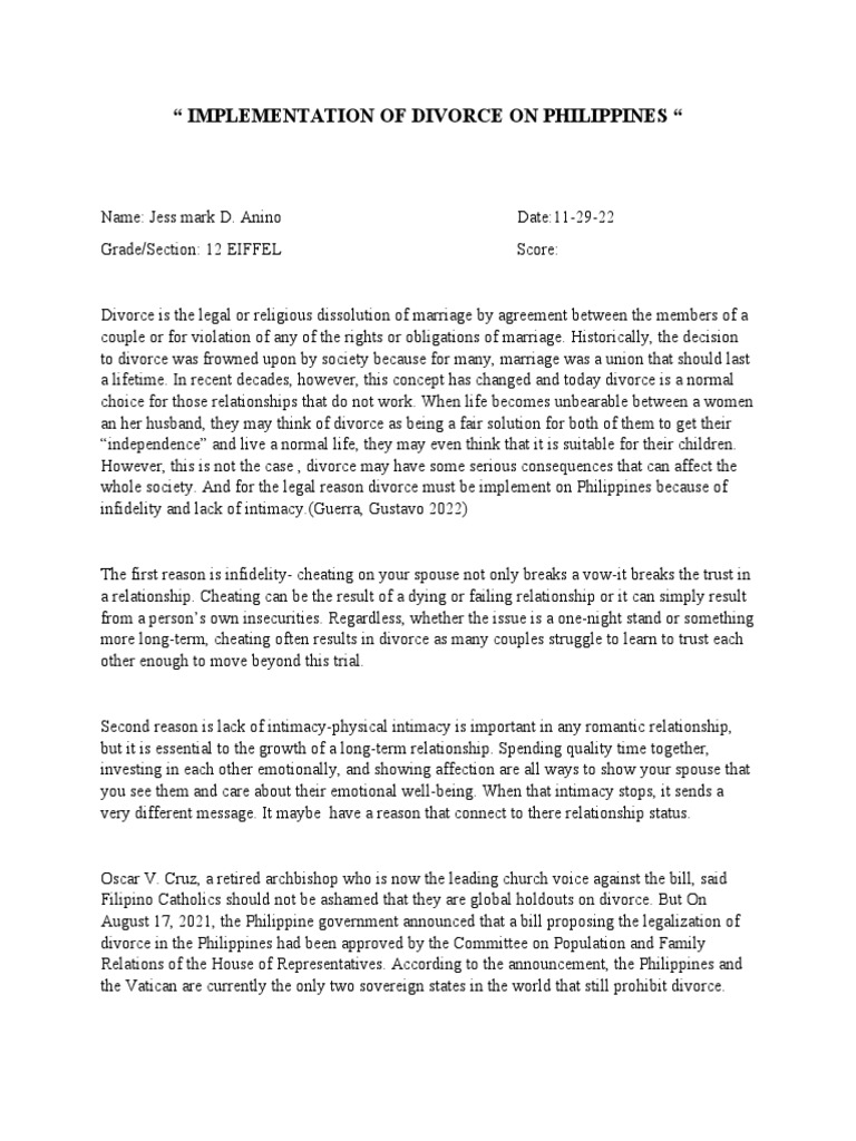 Position Paper 2 | PDF | Divorce | Infidelity