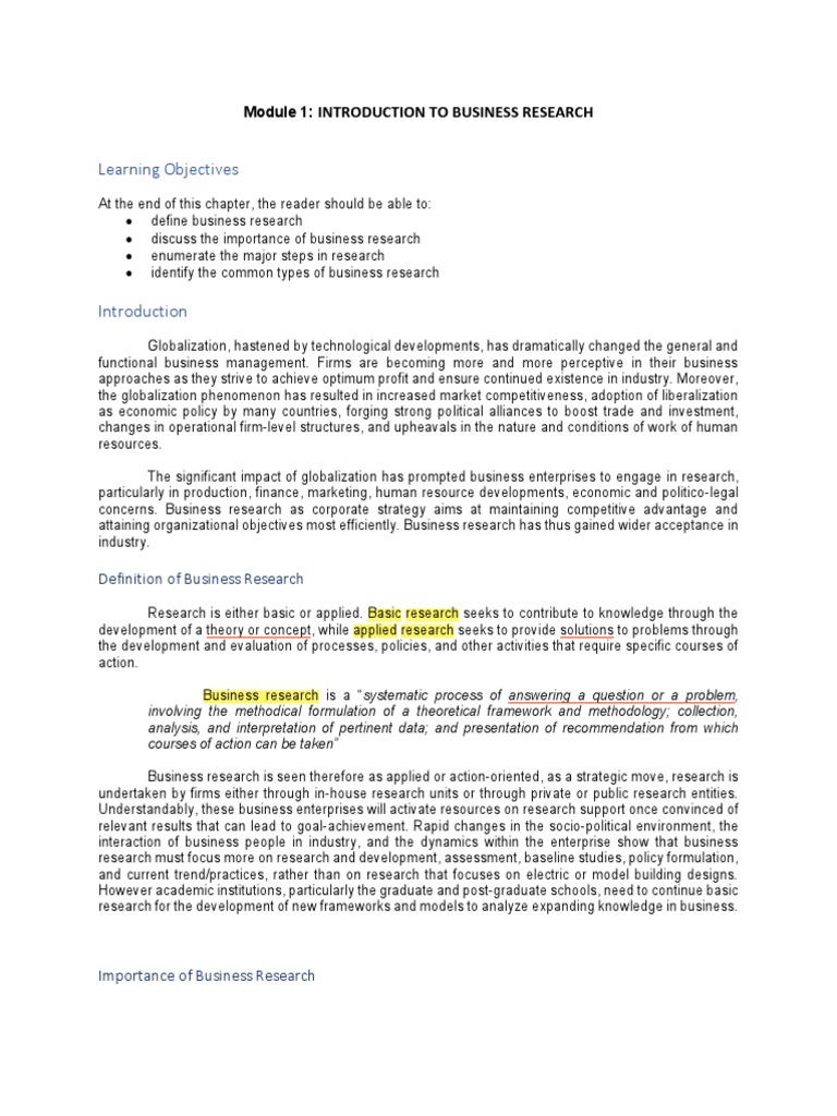Introduction To Business Research | Download Free PDF | Methodology ...