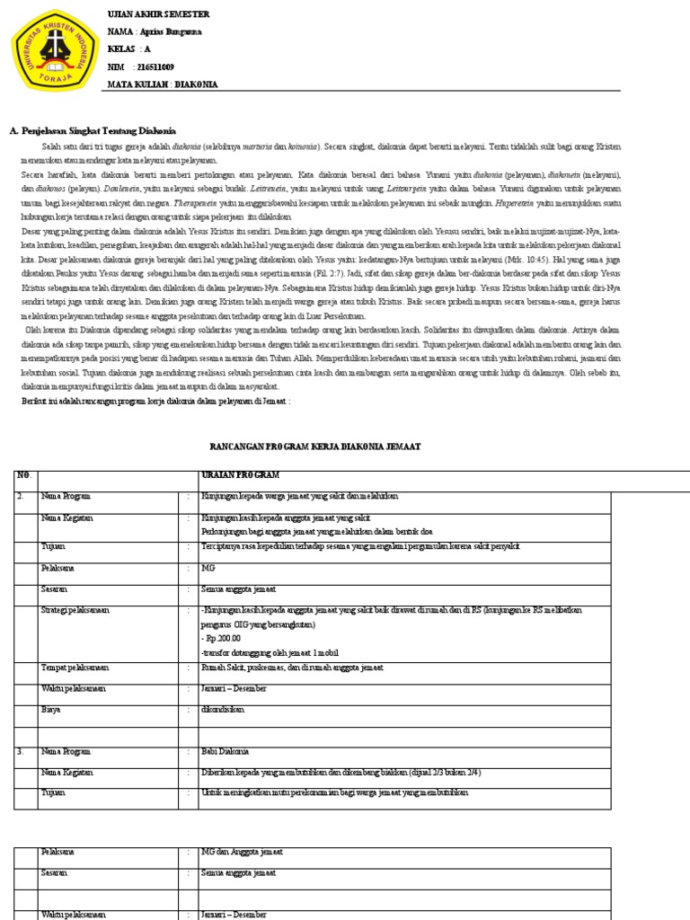 Tujuan dan Program Diakonia Jemaat | PDF | Karier & Perkembangan