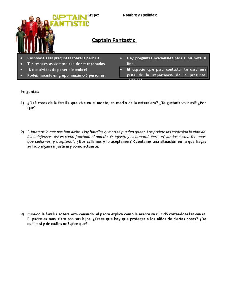 Captain Fantastic Español DBH 1-3 | PDF