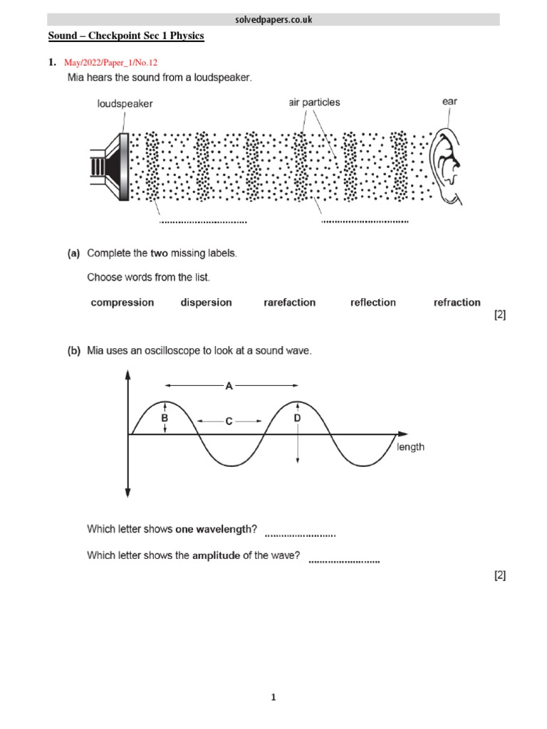 2022 17 Sound Checkpoint - Sec - 1 Physics | PDF