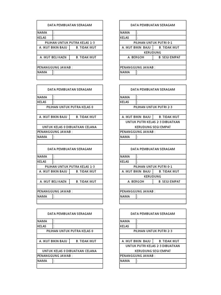 Daftar Bikin Baju | PDF