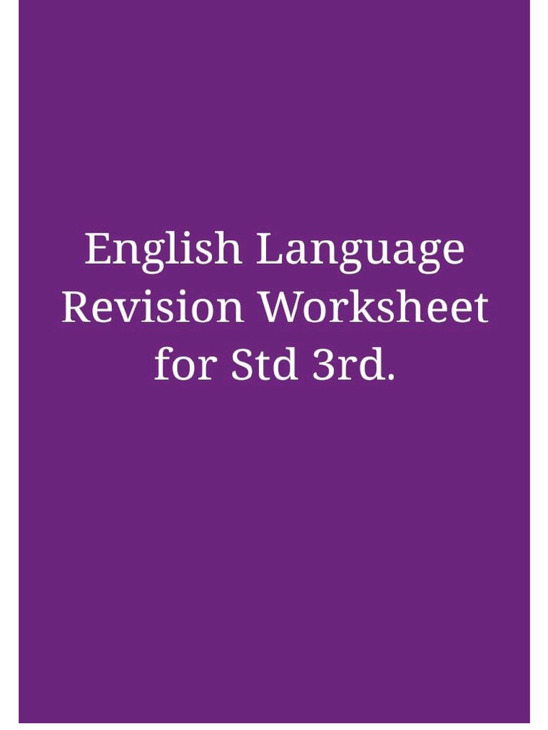 English Language Worksheet STD 3 | PDF