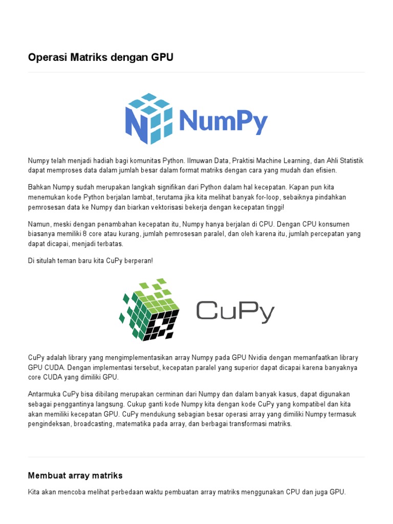 Matrix Dengan GPU - TI | PDF | Teknologi & Rekayasa