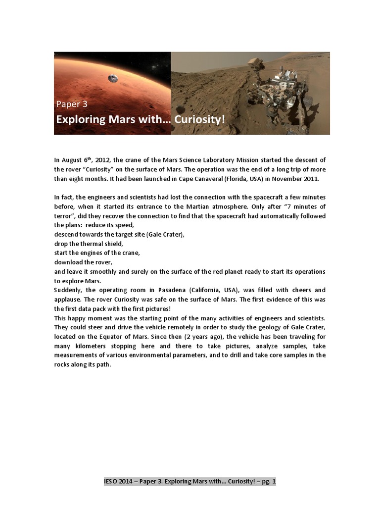 Paper3 Mars | PDF | Mars | Curiosity (Rover)