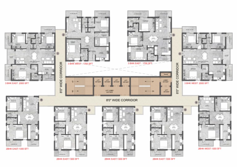 Typical Block Floor Plan - 1 | PDF