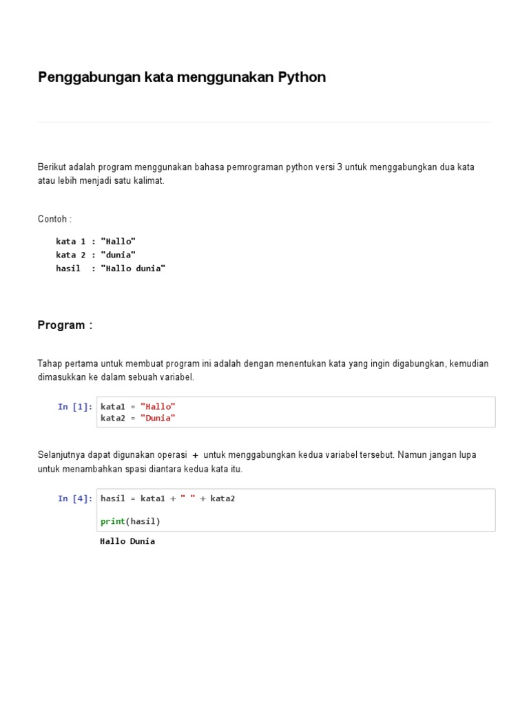 Penggabungan Kata dengan Python | PDF