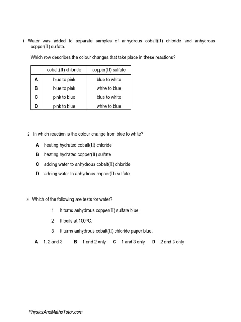 Water (Multiple Choice) QP | PDF | Water Purification | Water